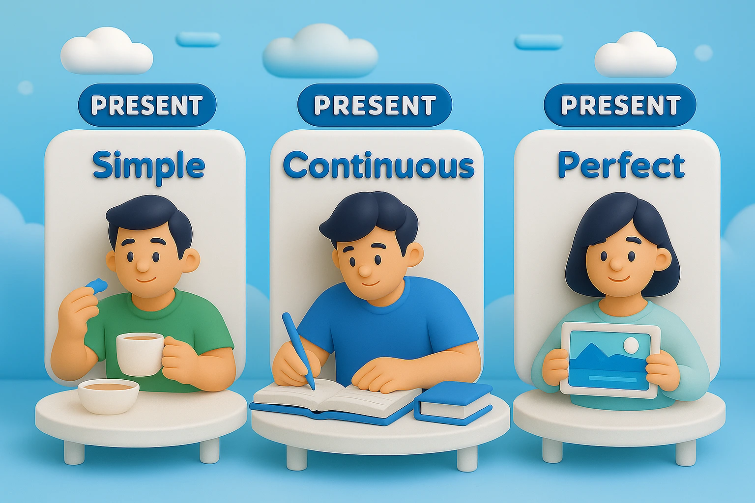Present Simple vs Present Continuous vs Present Perfect: Rumus ...